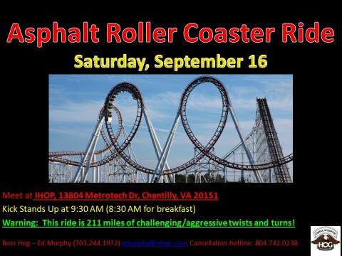 FHOG Asphalt Roller Coaster Ride 9:30am | Fairfax Chapter #5395 ...